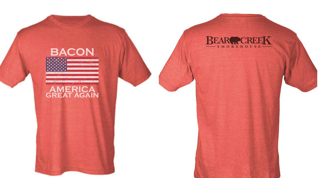 Bacon America Great Again Red or Gray Tee – Bear Creek Smokehouse