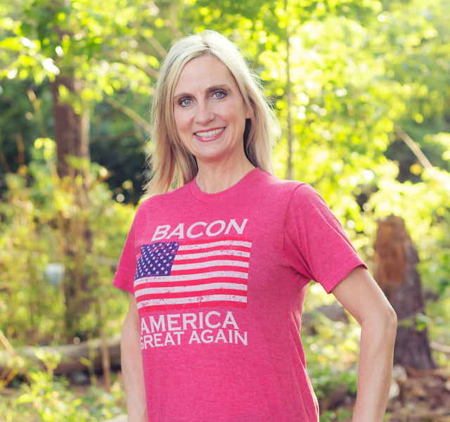 Bacon America Great Again Red or Gray Tee – Bear Creek Smokehouse